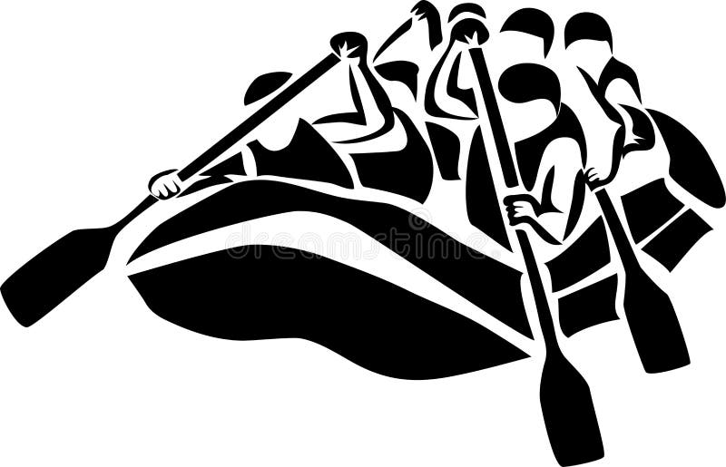 Vector Silhouette of Rafting Team on River Stock Vector - Illustration ...