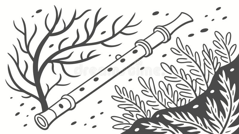 Sketchy Flute Art Amidst Stylized Black and White Branches, Vector Design Generative AI Stock ...