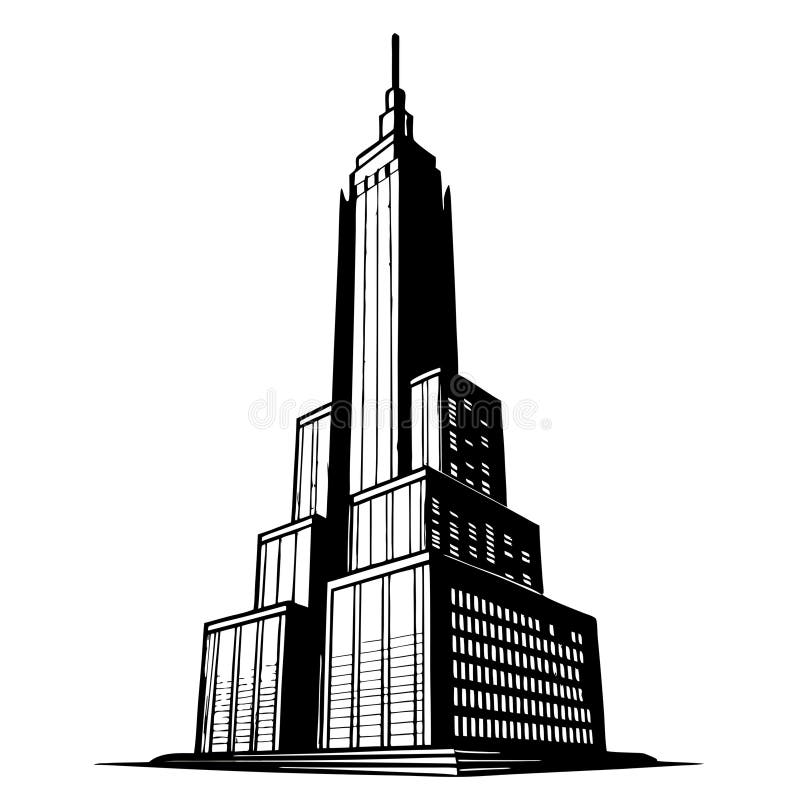 Stylized Black and White Vector Ofic Skyscraper for Modern Design ...
