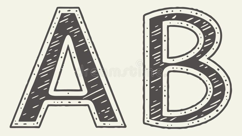 Stylized Block Letters a and B, Typography and Alphabet, Vector Design ...