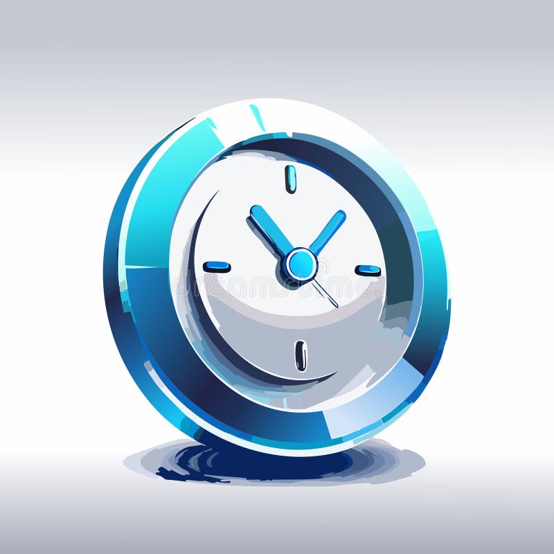 Stylized Blue Clock with Glossy Finish Displaying the Time in Modern ...