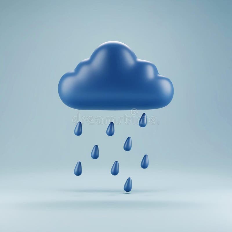 A Stylized Blue Cloud with Rain Droplets, Representing Weather and ...