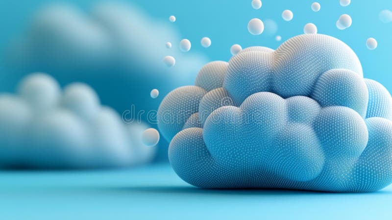 Abstract Blue Clouds with 3D White Dots Representation Stock ...