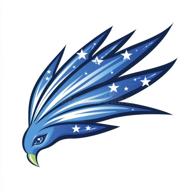 Stylized Blue Eagle Head with Starburst Feathers Stock Illustration ...
