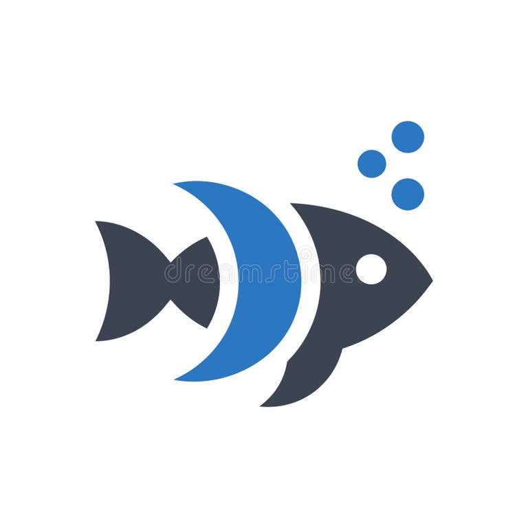 Stylized Blue Fish Icon stock vector. Illustration of water - 384694837