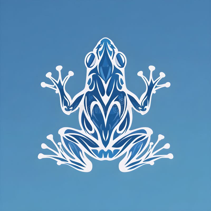 Stylized Blue Frog Featuring Intricate Tribal Pattern, Graphic Design ...