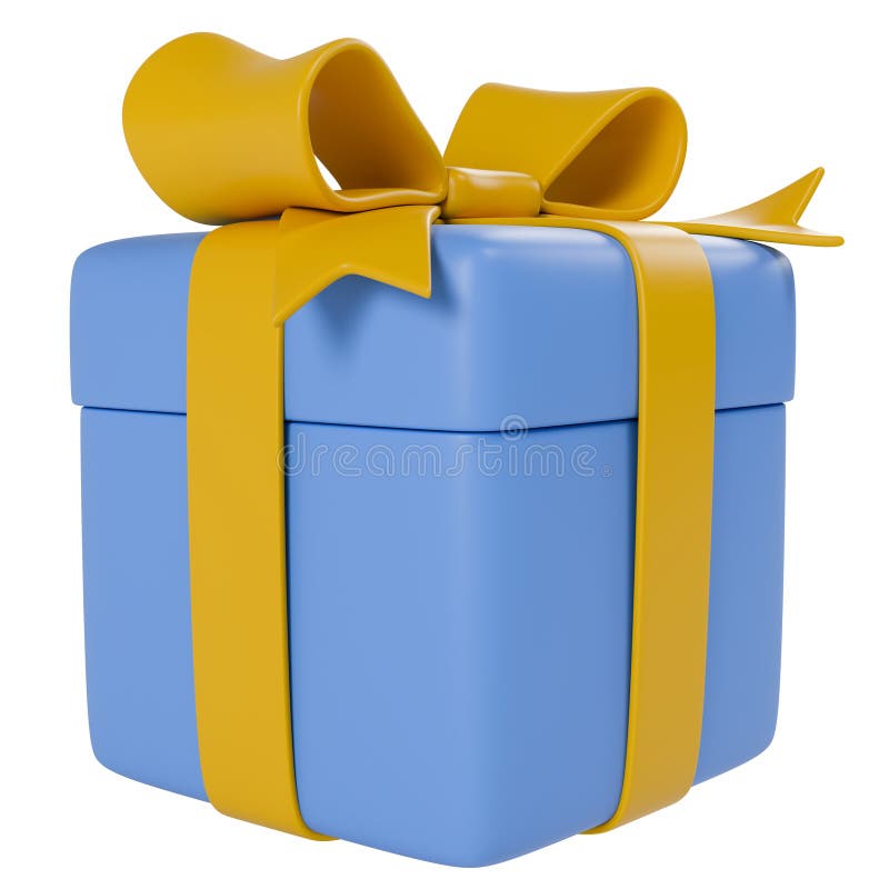 Stylized Blue Gift Box with Yellow Ribbon Stock Illustration ...