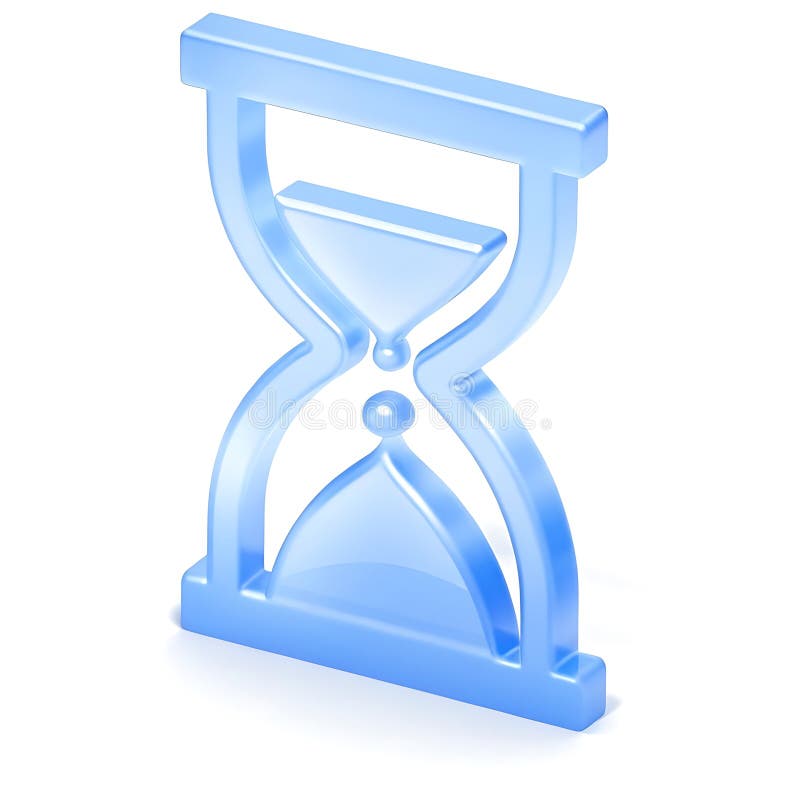 Stylized Blue Hourglass Symbol with Falling Sand Isolated on White ...