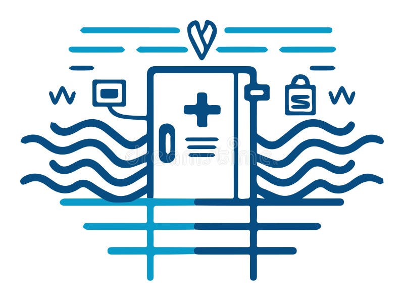 Blue Medical Icon Set with Waves Stock Vector - Illustration of ...