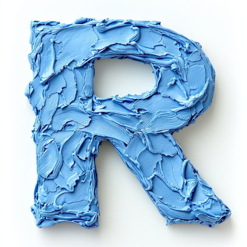 Stylized Blue Letter R with Smooth Paint Texture on White Stock ...