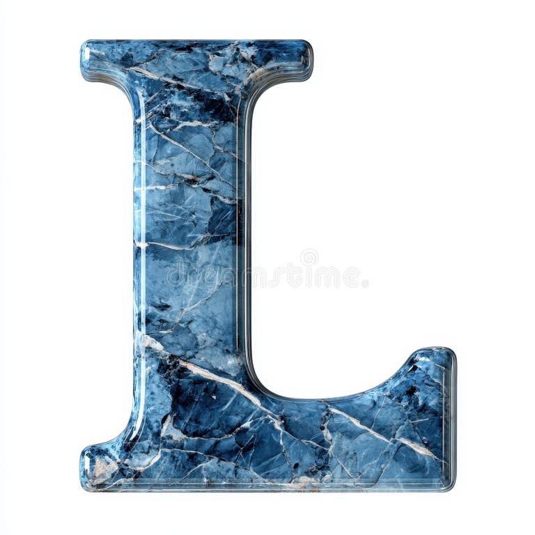 A Stylized Blue Marble Letter "L" with a Glossy Finish Stock ...