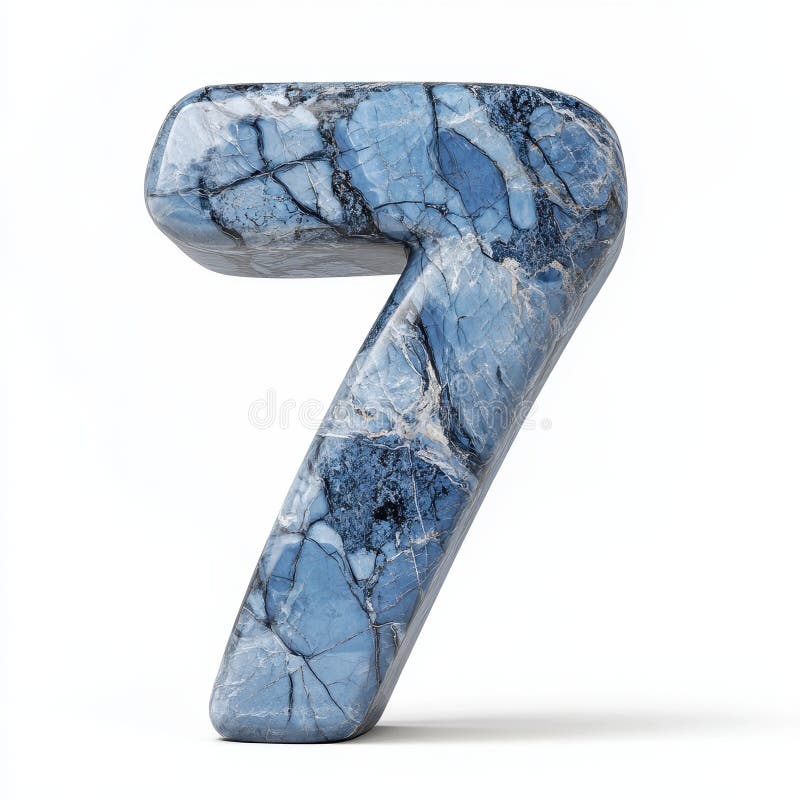 A Stylized Blue Marble Number 7, Showcasing a Smooth and Modern Design ...