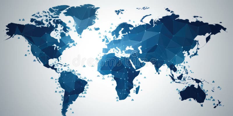Stylized Blue Network Connections on World Map Background ...