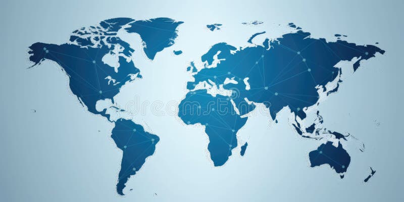 Stylized Blue Network Connections on World Map Background ...