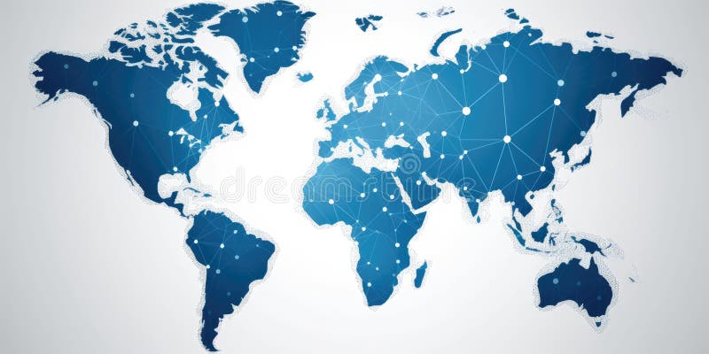 Stylized Blue Network Connections on World Map Background ...