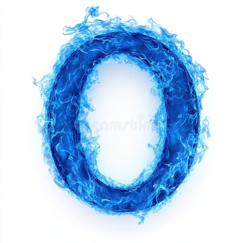 A Stylized Blue Number "0" Made of Flowing, Translucent Water-like ...