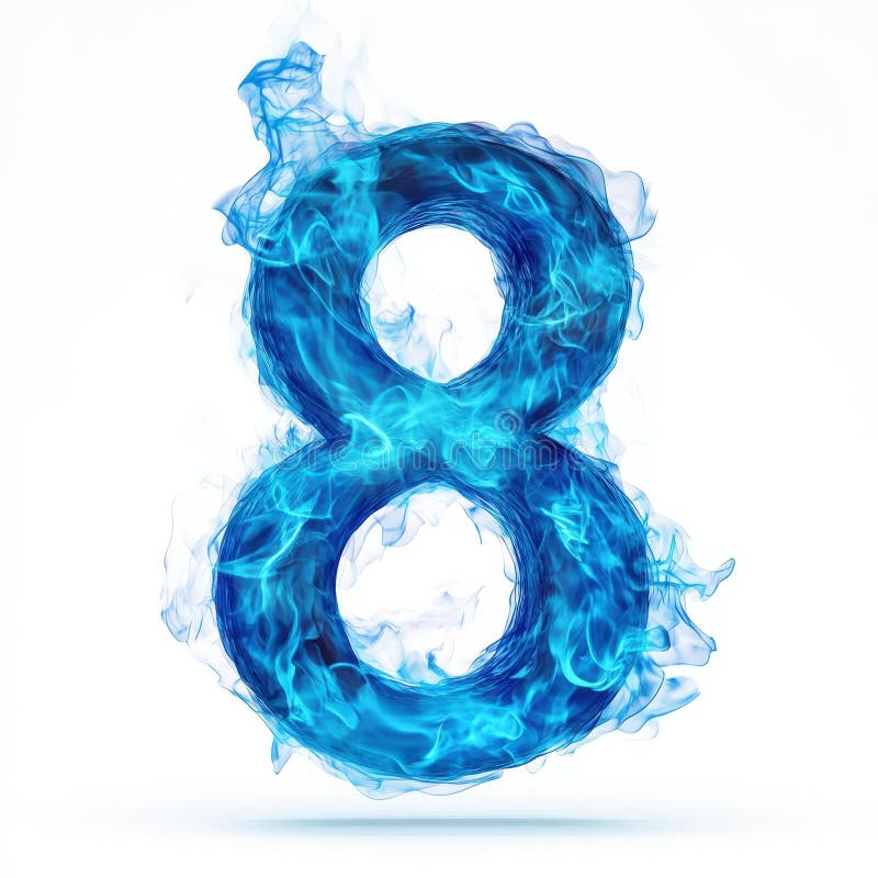 A Stylized Blue Number 8 Made of Swirling Smoke or Water, Conveying ...