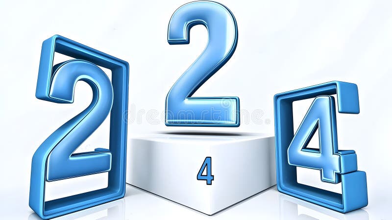Stylized Blue Numbers Two and Four on a Pedestal Stock Illustration ...