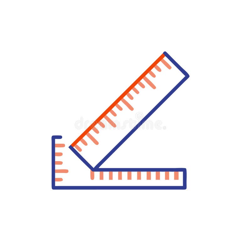 Stylized Blue and Orange Ruler Square Tool on White Stock Photo ...