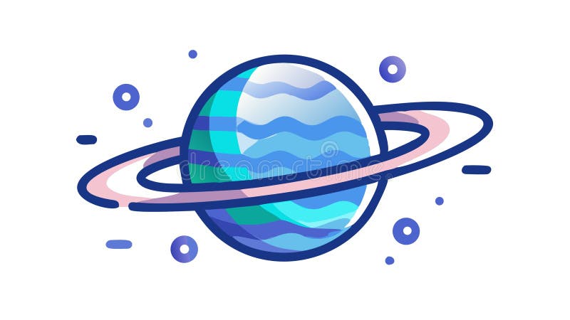 Stylized Blue Ringed Planet Vector Icon for Space Themes Design, Vector ...