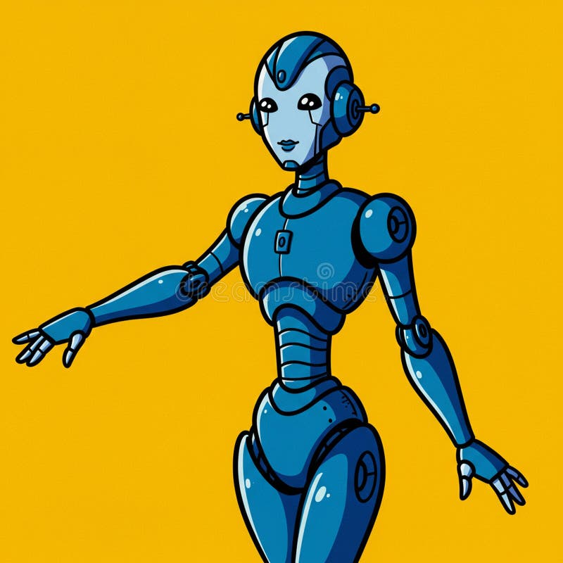 A Stylized Blue Robot with a Humanoid Form is Depicted Against a Solid ...