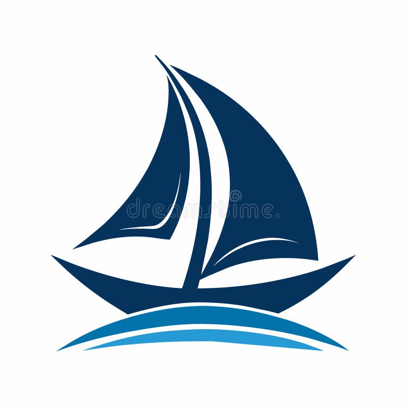 A Stylized Blue Sailboat Logo with a White Background, a Simple ...