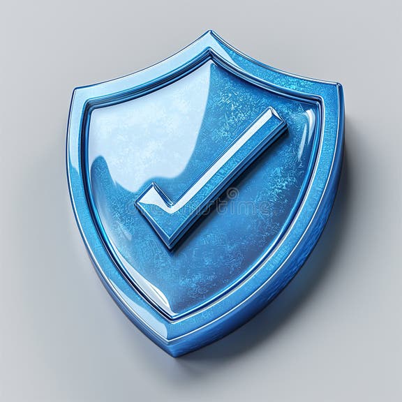 A Stylized Blue Shield Icon with a Check Mark Symbolizes Safety ...