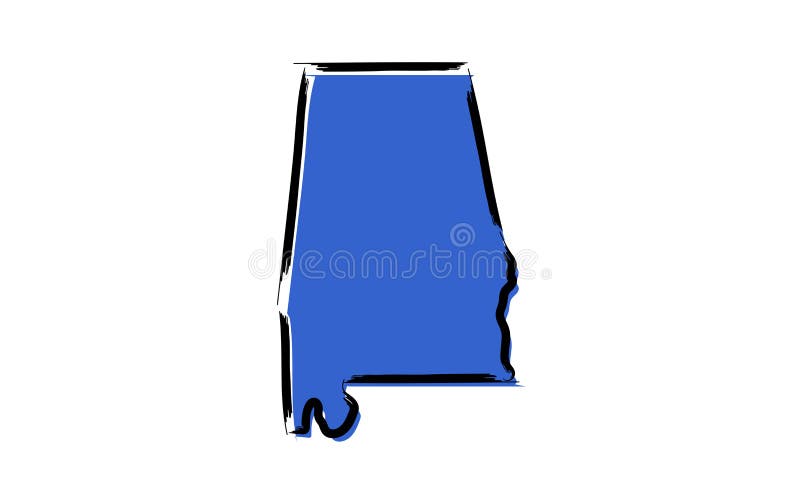 Stylized Blue Sketch Map of Alabama Stock Vector - Illustration of ...