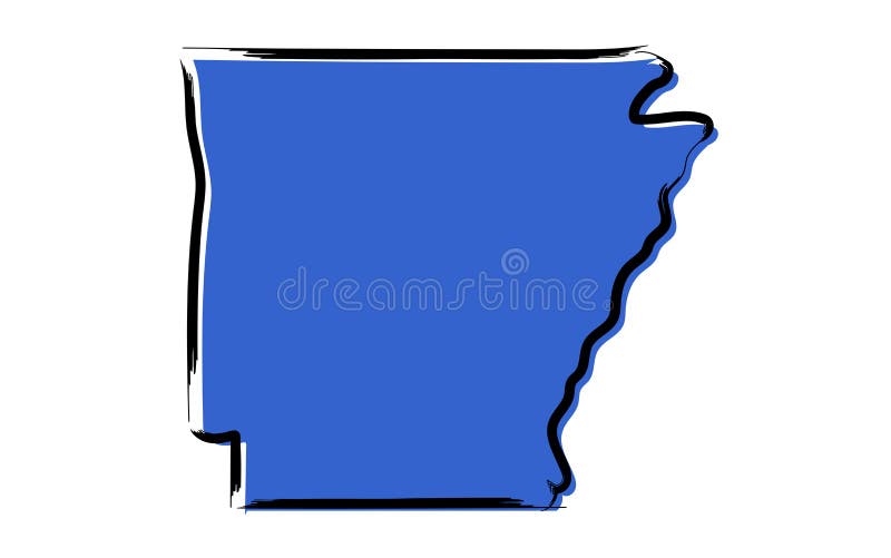 Stylized Blue Sketch Map of Arkansas Stock Vector - Illustration of ...