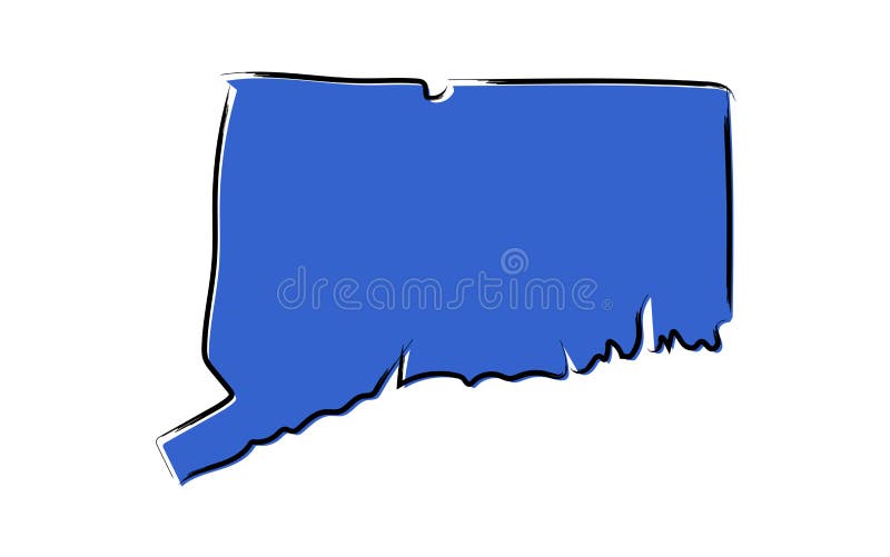 Stylized Blue Sketch Map of Connecticut Stock Vector - Illustration of ...
