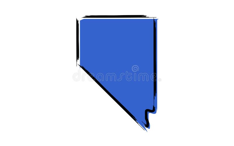 Stylized Blue Sketch Map of Nevada Stock Vector - Illustration of ...