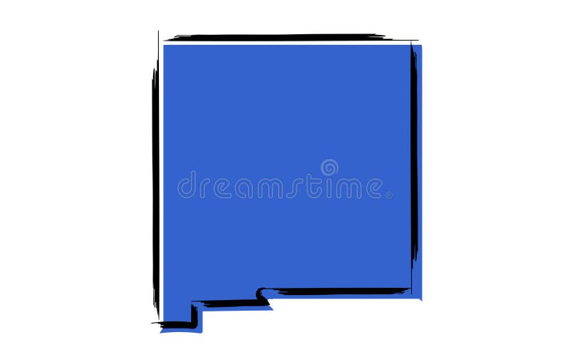 Stylized Blue Sketch Map of New Mexico Stock Vector - Illustration of ...