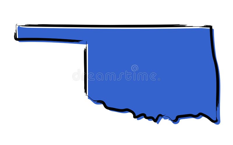 Stylized Blue Sketch Map of Oklahoma Stock Vector - Illustration of ...