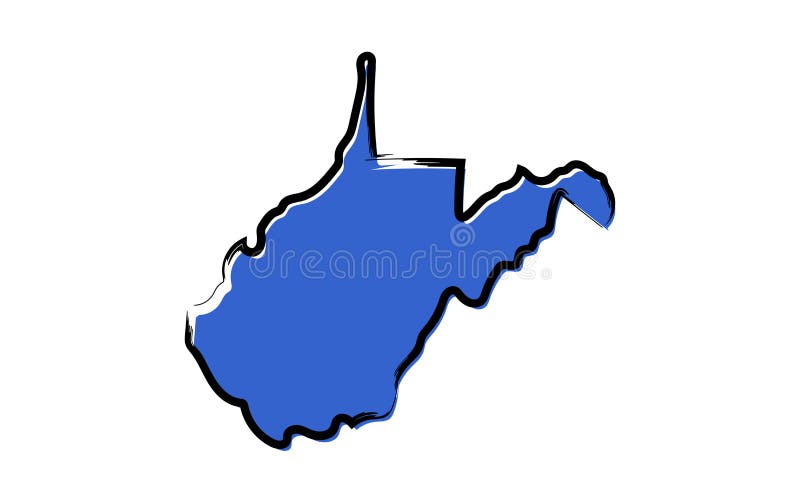 Blue West Virginia map stock illustration. Illustration of national ...