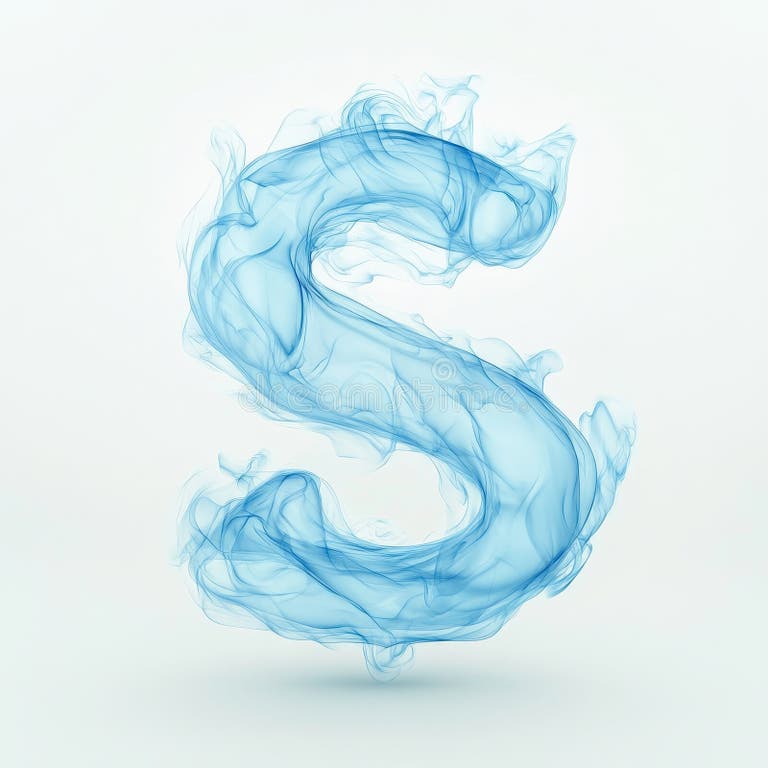 A Stylized Blue Smoke Letter "S" on a White Background, Emphasizing ...