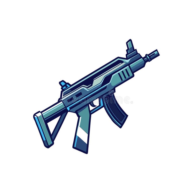 Stylized Blue Submachine Gun on a White Background Stock Image ...