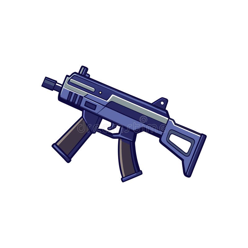 Stylized Blue Submachine Gun on a White Background Image Stock ...
