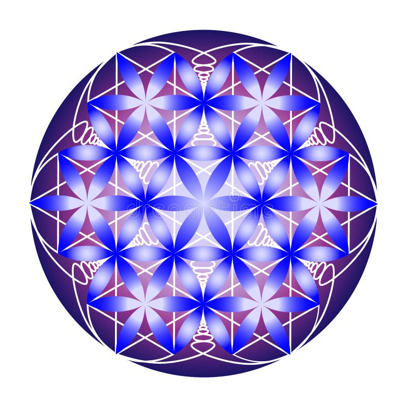 Blue and Violet Vector Flower of Life Stock Illustration - Illustration ...
