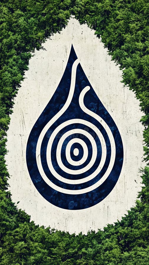 A Stylized Blue Water Drop Symbol with Concentric Circles on a White ...