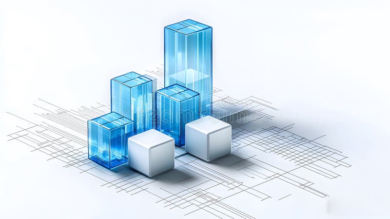 Stylized Blue and White Bar Graph Representation Stock Illustration ...