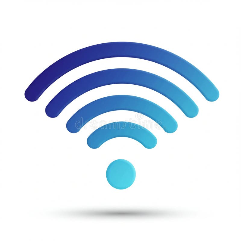 Stylized Blue Wireless Internet Symbol Featuring Five Curved ...