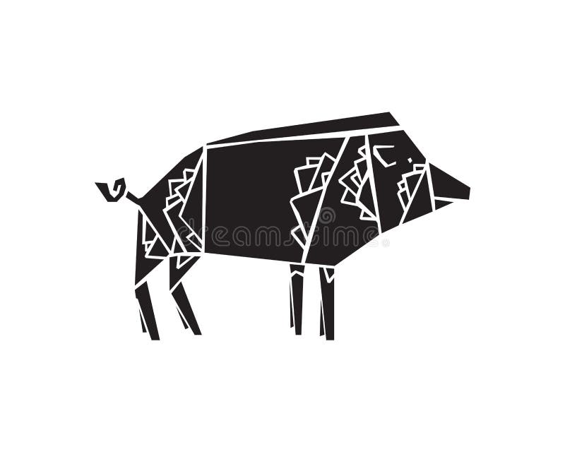 Stylized Boar Illustration with Triangle Pattern. Stock Vector ...