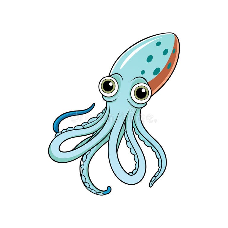 Stylized Bobtail Squid for Creative Coloring Stock Illustration ...