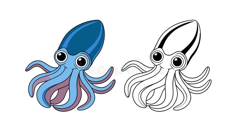 Stylized Bobtail Squid for Creative Coloring Stock Vector ...