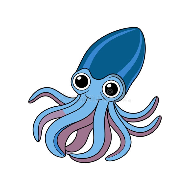 Stylized Bobtail Squid for Creative Coloring Stock Image - Illustration ...