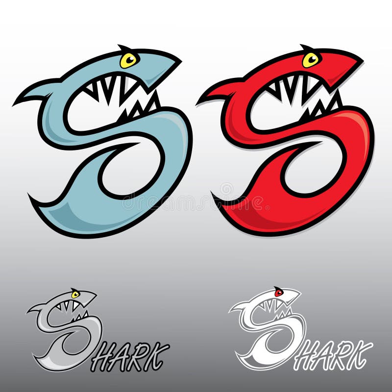 Stylized Bokstav S I Form Av En Haj Vektor Illustrationer ...