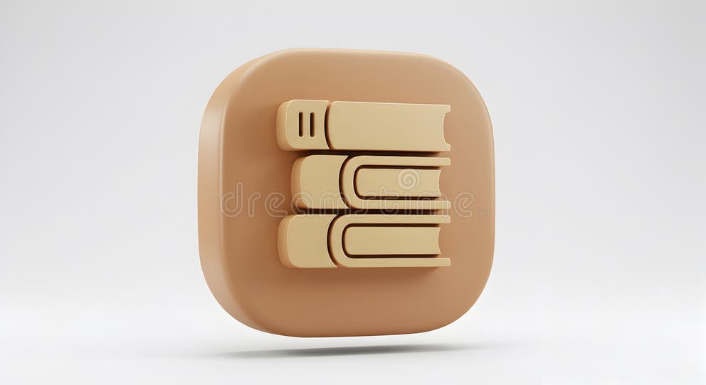 Stylized Book Stack on Icon with Rounded Edges in Light Color Palette ...