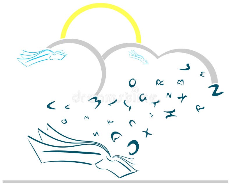 Stylized Books with Dancing Letters Isolated Stock Vector ...