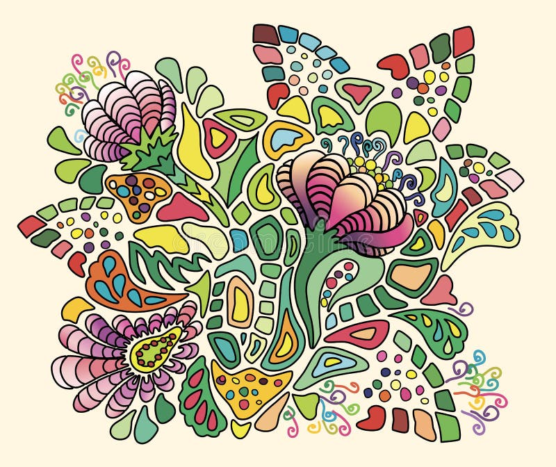 Stylized Bouquet of Bright Summer Flowers Stock Vector - Illustration ...