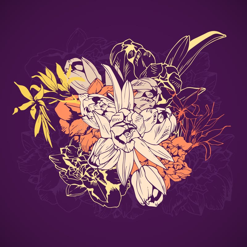 Stylized Bouquet of Spring Flowers, Vector Image Stock Vector ...